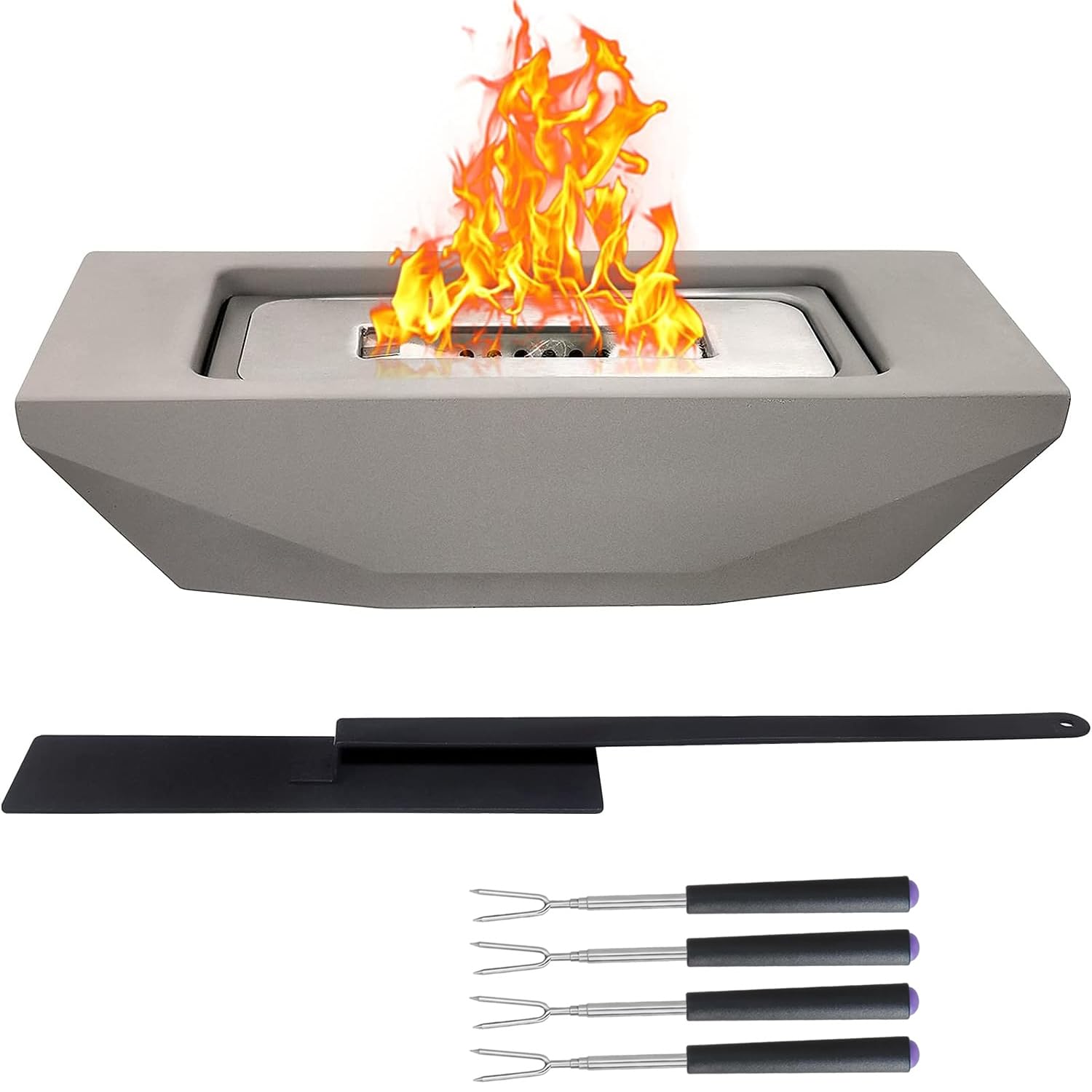 Nisorpa Tabletop Fire Pit, Small Portable Fire Pit, Indoor Outdoor Table Top Firepit, Mini Tabletop Fireplace, Indoor Tabletop Firepit, Rubbing Alcohol Fireplace Smores Maker with 4 Roasting Sticks