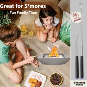 Nisorpa Tabletop Fire Pit, Small Portable Fire Pit, Indoor Outdoor Table Top Firepit, Mini Tabletop Fireplace, Indoor Tabletop Firepit, Rubbing Alcohol Fireplace Smores Maker with 4 Roasting Sticks