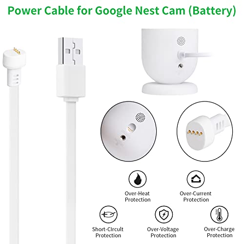 wochel Power Adapter Compatible with Google Nest Cam Outdoor or Indoor, Battery - 6.5ft/2m Weatherproof Outdoor Charger Cable Power Your Nest Cam (Battery) Continuously- White