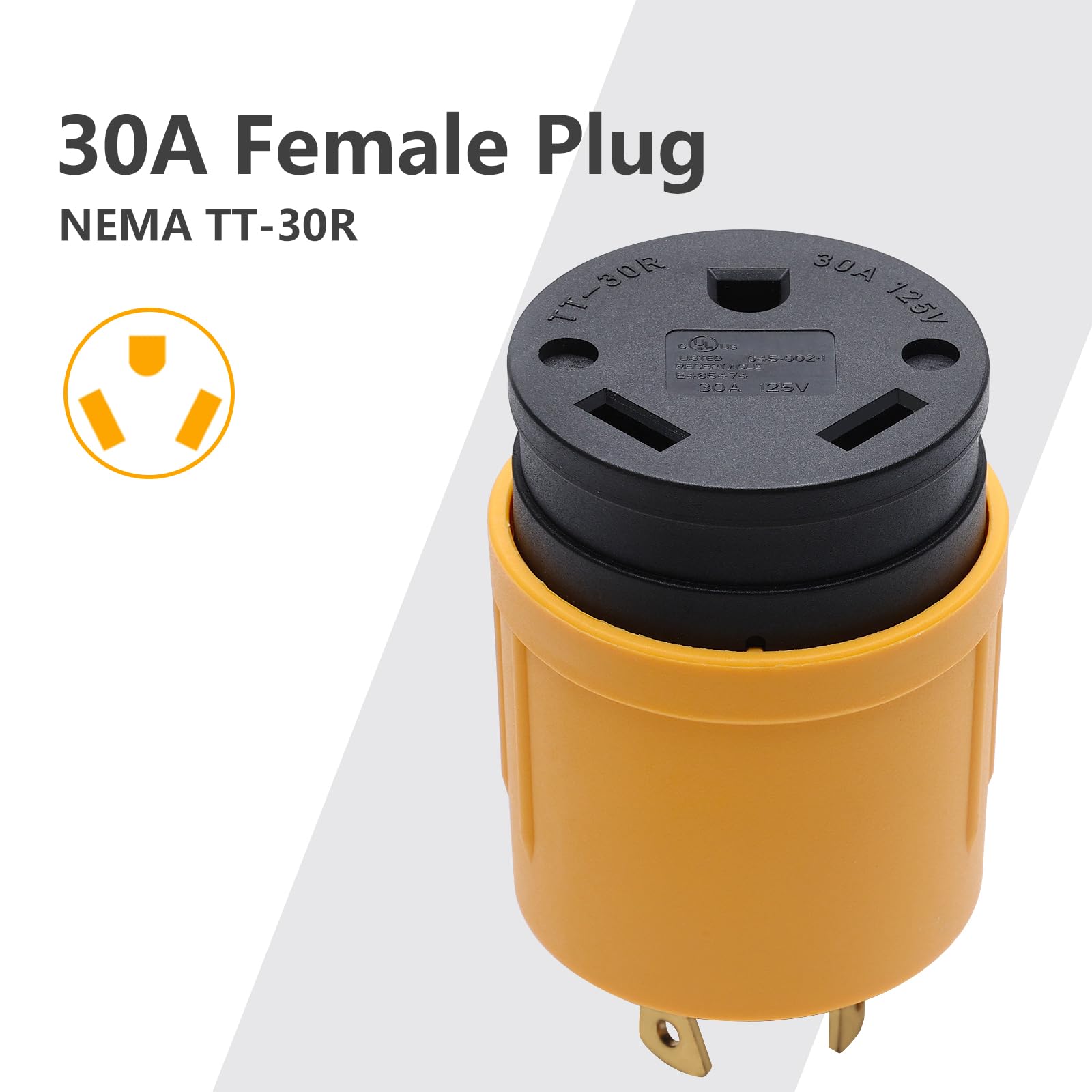 STARELO 30 Amp 3Prong RV Generator Adapter,NEMA L5-30P Twist Lock Male Generator Plug to TT-30R Female RV Outlet.(Yellow)