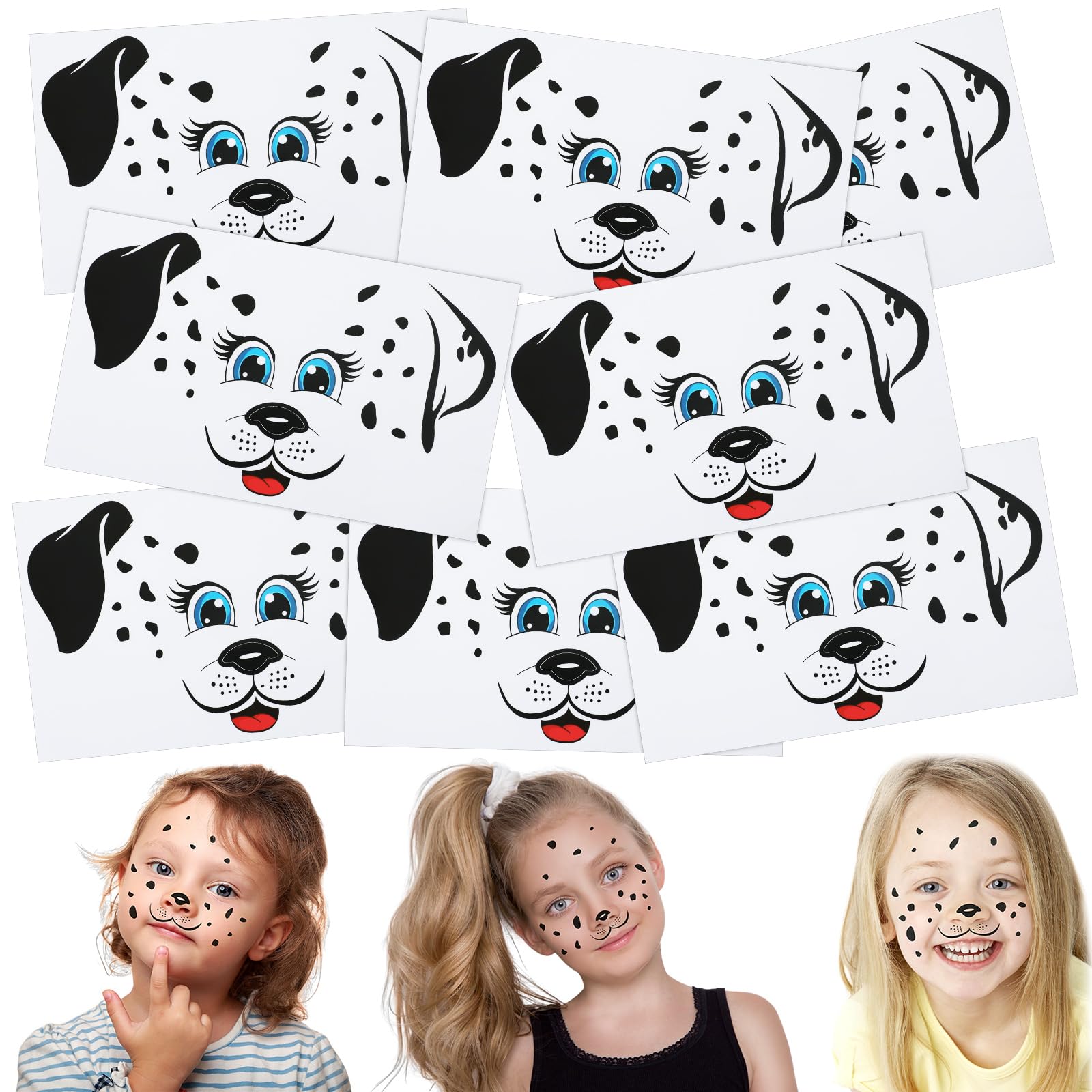 Seajan 24 Sheets Dalmatians Stickers for Kids 9.8 x 6.3 Inch 100 Days Face Decorating Sticker Dog Decals Dalmatian Stickers Gift for Adults Costume Makeup Parties Celebrations Face Decoration