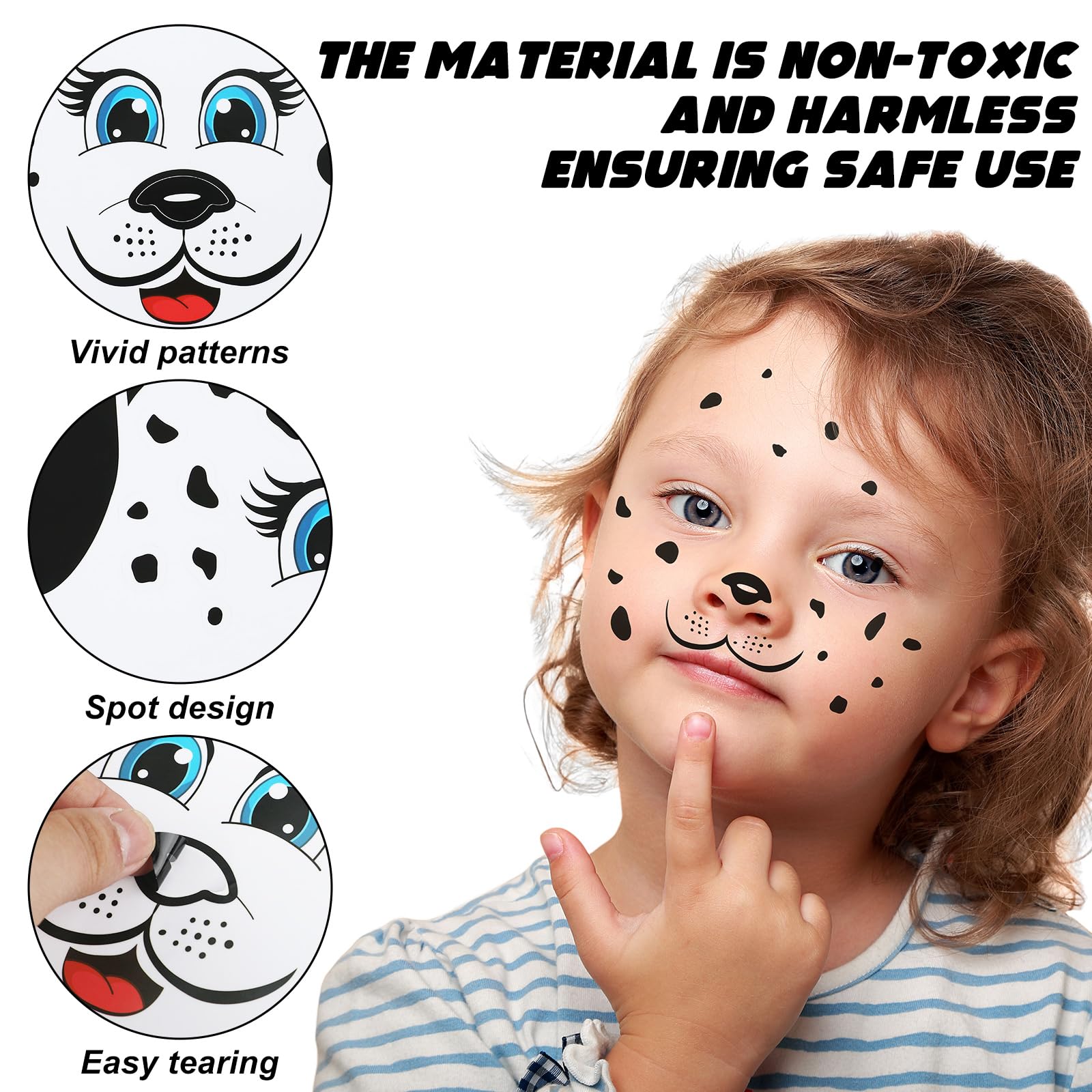 Seajan 24 Sheets Dalmatians Stickers for Kids 9.8 x 6.3 Inch 100 Days Face Decorating Sticker Dog Decals Dalmatian Stickers Gift for Adults Costume Makeup Parties Celebrations Face Decoration