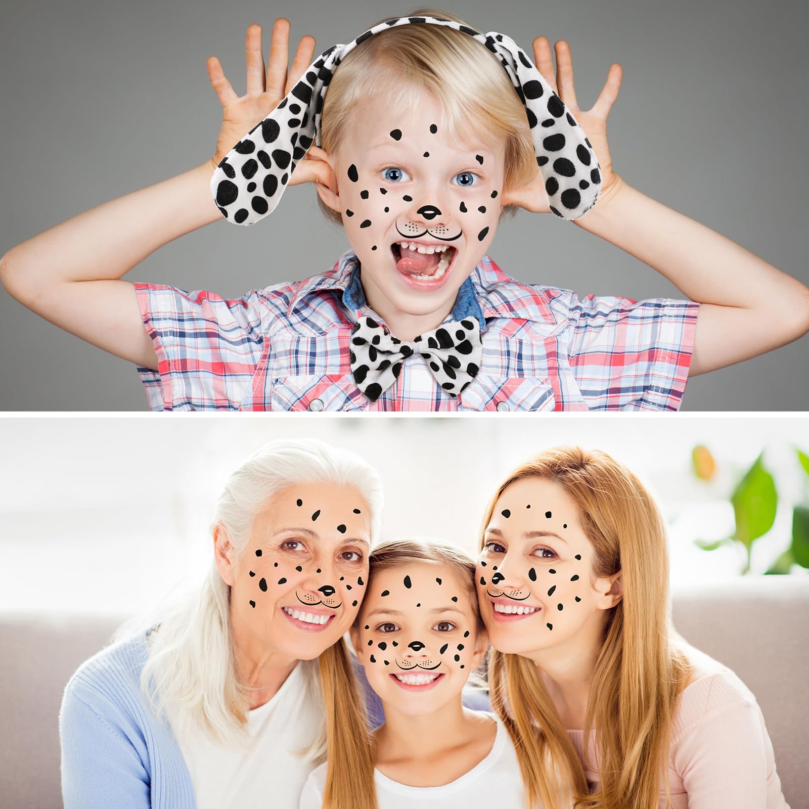 Seajan 24 Sheets Dalmatians Stickers for Kids 9.8 x 6.3 Inch 100 Days Face Decorating Sticker Dog Decals Dalmatian Stickers Gift for Adults Costume Makeup Parties Celebrations Face Decoration