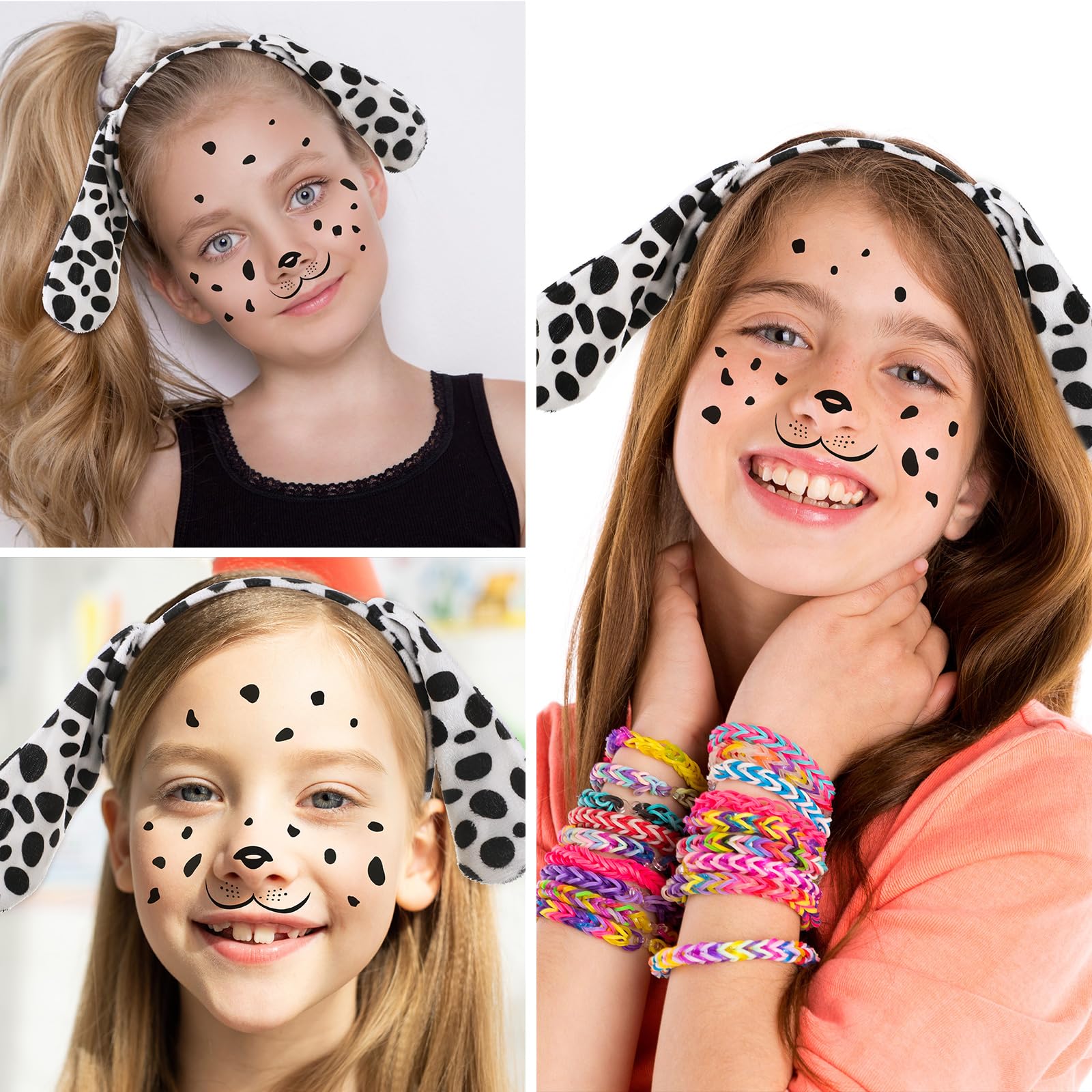 Seajan 24 Sheets Dalmatians Stickers for Kids 9.8 x 6.3 Inch 100 Days Face Decorating Sticker Dog Decals Dalmatian Stickers Gift for Adults Costume Makeup Parties Celebrations Face Decoration