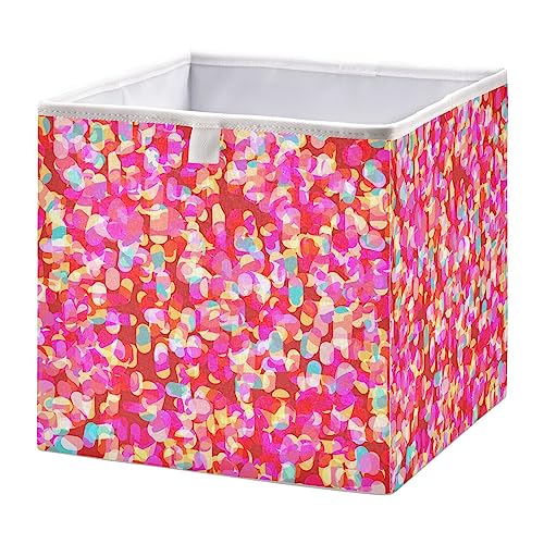 Kigai Abstract Red Confetti Cube Storage Bin 11x11x11 In, Large Organizer Collapsible Storage Basket for Shelves, Closet, Storage Room