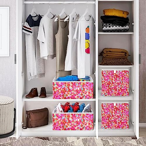 Kigai Abstract Red Confetti Cube Storage Bin 11x11x11 In, Large Organizer Collapsible Storage Basket for Shelves, Closet, Storage Room