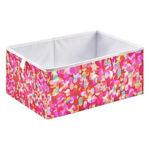 Kigai Abstract Red Confetti Cube Storage Bin 11x11x11 In, Large Organizer Collapsible Storage Basket for Shelves, Closet, Storage Room