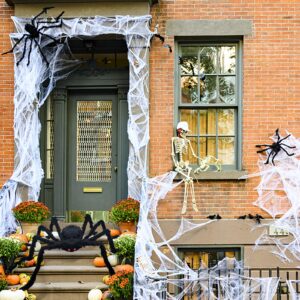 Large Halloween Spiders for Outside, Big Spider Halloween Decorations Realistic Scary Hairy Spiders Halloween Decorations Outdoor (59", 49", 35")