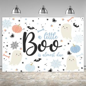 ticuenicoa 6×4ft halloween baby shower backdrop a little boo is almost due blue ghost bat pumpkin boys kids hey boo 1st birthday party photography background first birthday party banner decor