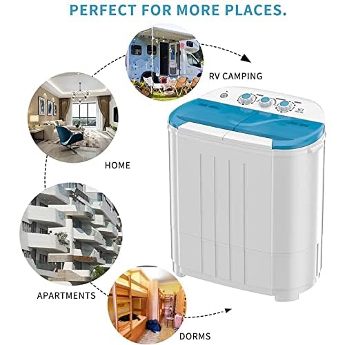 VCJ Portable Washing Machine, Twin Tub Washing Machine Laundry Compact Washer spinner Combo with 14lbs capacity, 9Lbs Washer and 5Lbs Spinner dryer for Apartments RVs and Dorms