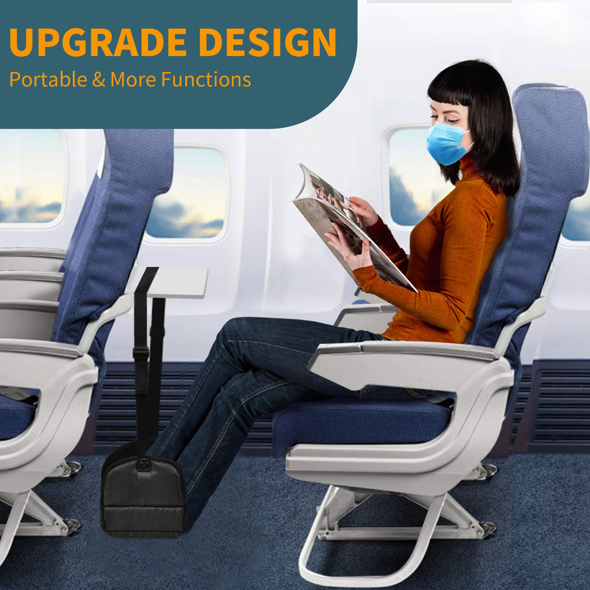 Greastar Airplane Foot Rest, Upgrade Airplane Hammock for Adults and Kids,Foot Rest for Airplane Travel,Train,Office and Home Improve Swelling and Soreness.