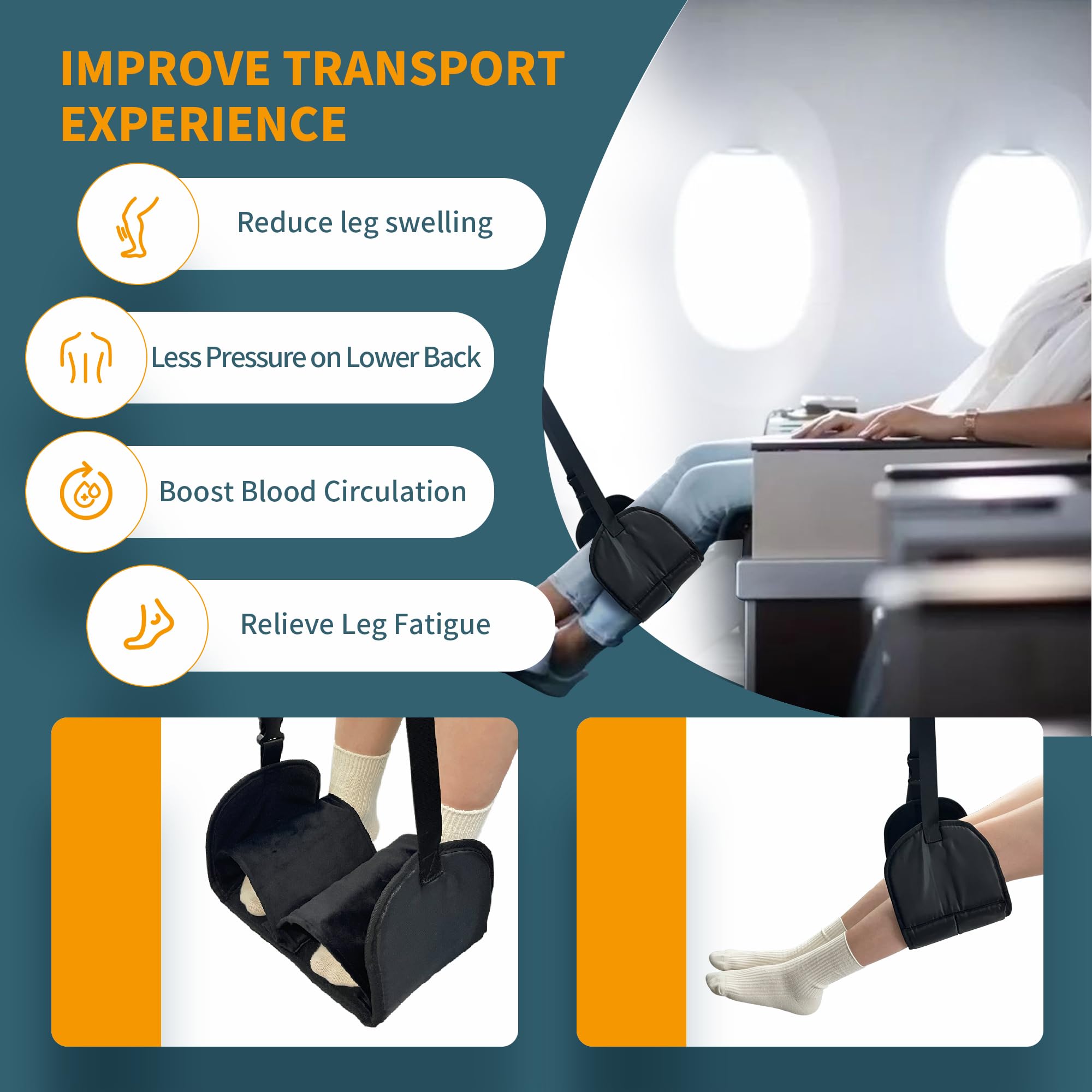 Greastar Airplane Foot Rest, Upgrade Airplane Hammock for Adults and Kids,Foot Rest for Airplane Travel,Train,Office and Home Improve Swelling and Soreness.