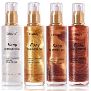 Shimmer Body Oil,Face and Body Liquid Luminizer Waterproof Moisturizing,Light Shimmer Glow Illuminator,Highlighter Makeup Liquid.(2.8 Fl Oz/#02-Gold)