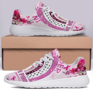 in October We Wear Pink Breast Cancer Awareness Shoes Women Fashion Running Sneakers Breathable Casual Sport Tennis Shoes White Size 8.5