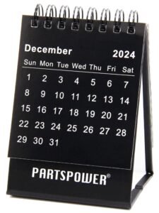 2024 mini desk calendar small desk calendar, 17 months runs from august 2023 to december 2024, 3x4.2 inch standing flip monthly pages, 250gsm high thickness paper (black)