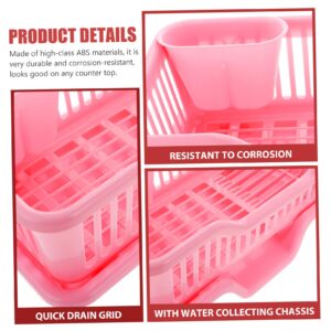 HAKIDZEL 1 Set Kitchen Shelf Dish Drain Sink Sponge Holder Dish Rack Small Dish Drying Rack Plastic Cutlery Stainless Steel Tray Household Draining Rack Dish Plate Basket Storage Basket Abs