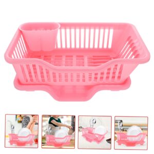 HAKIDZEL 1 Set Kitchen Shelf Dish Drain Sink Sponge Holder Dish Rack Small Dish Drying Rack Plastic Cutlery Stainless Steel Tray Household Draining Rack Dish Plate Basket Storage Basket Abs