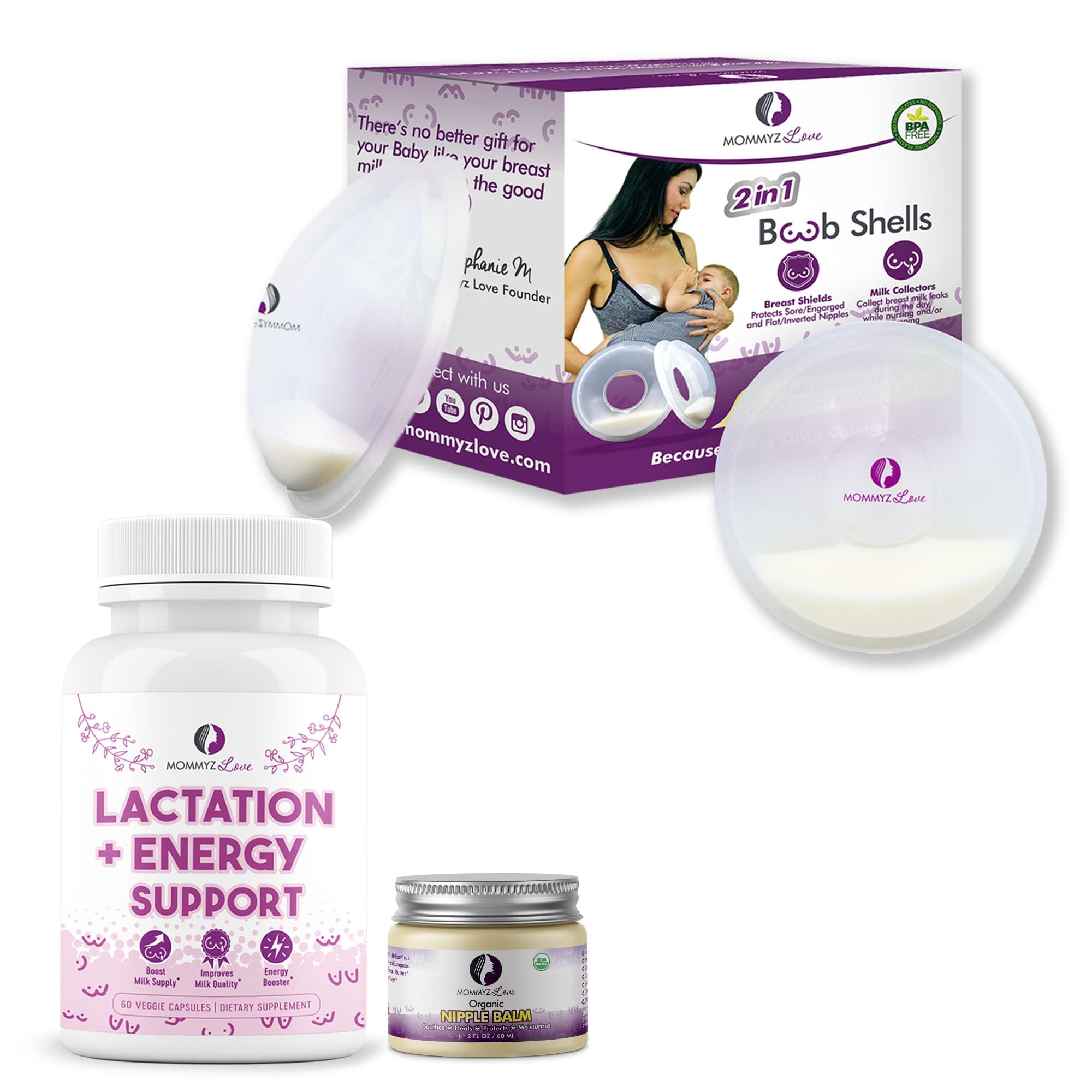 Ultimate Breastfeeding Essentials Bundle: Breast Milk Collection Cups + Lactation Supplement for Increased Breast Milk + Nipple Balm for Sore Nipples