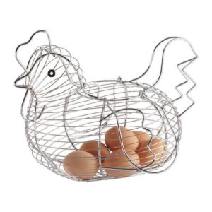 chicken shaped egg basket, fruit storage wire basket rustic decor chicken basket egg holder for home kitchen fruit storage (as shown)