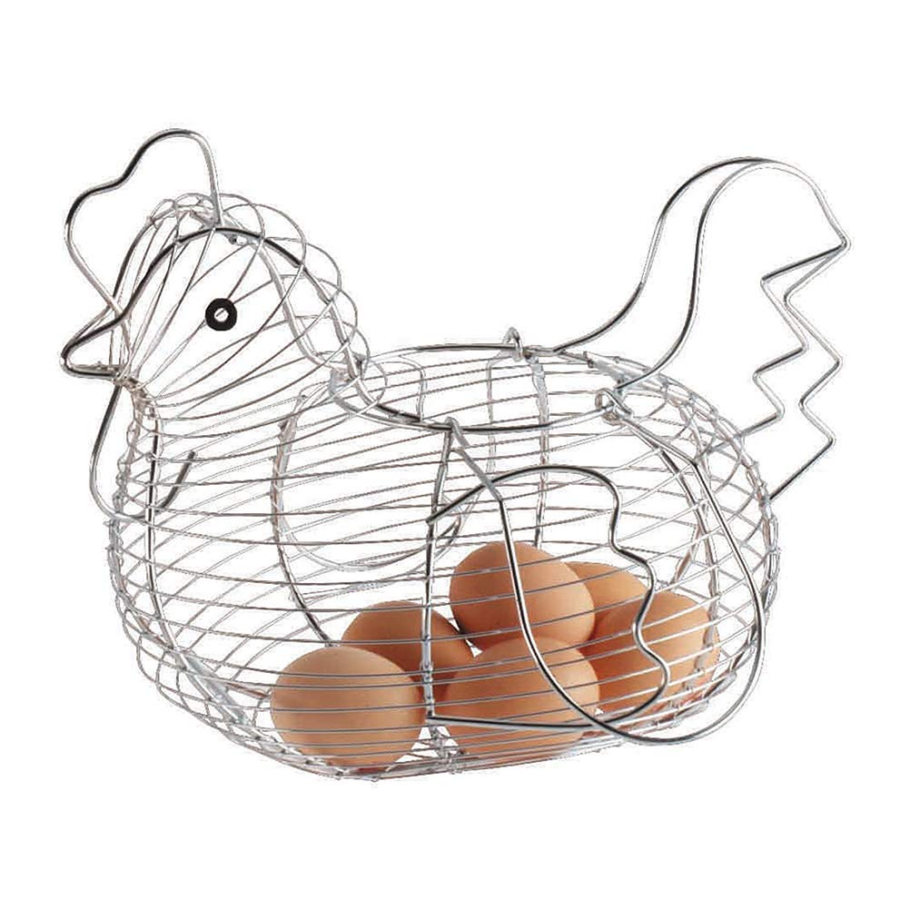 Chicken Shaped Egg Basket, Fruit Storage Wire Basket Rustic Decor Chicken Basket Egg Holder for Home Kitchen Fruit Storage (As Shown)