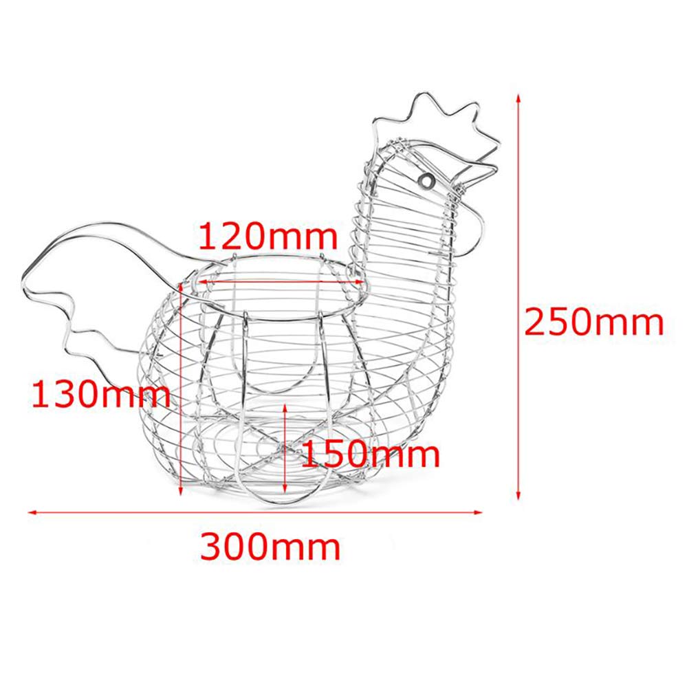 Chicken Shaped Egg Basket, Fruit Storage Wire Basket Rustic Decor Chicken Basket Egg Holder for Home Kitchen Fruit Storage (As Shown)