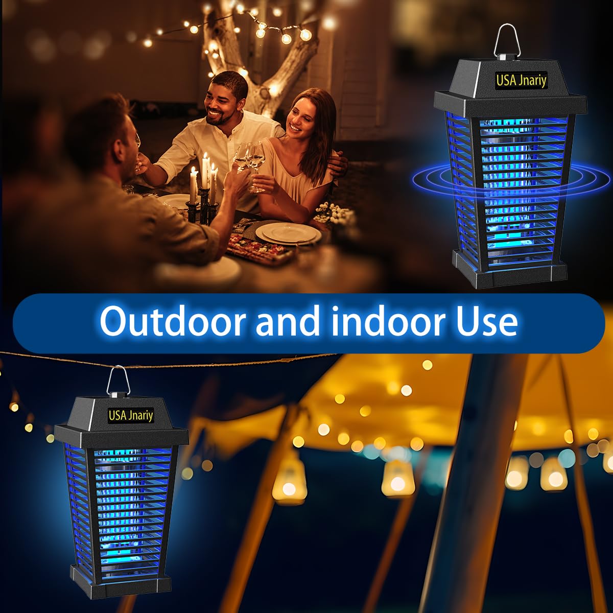 USA Jnariy Bug Zapper Outdoor Indoor, 4200V High Power Electric Mosquito Zapper, Fly Zappers, Mosquito Killer,3 Prong Plug, 5ft Power Cord Fly Insect Killer Trap Lantern