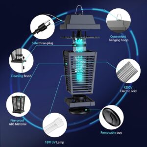 USA Jnariy Bug Zapper Outdoor Indoor, 4200V High Power Electric Mosquito Zapper, Fly Zappers, Mosquito Killer,3 Prong Plug, 5ft Power Cord Fly Insect Killer Trap Lantern