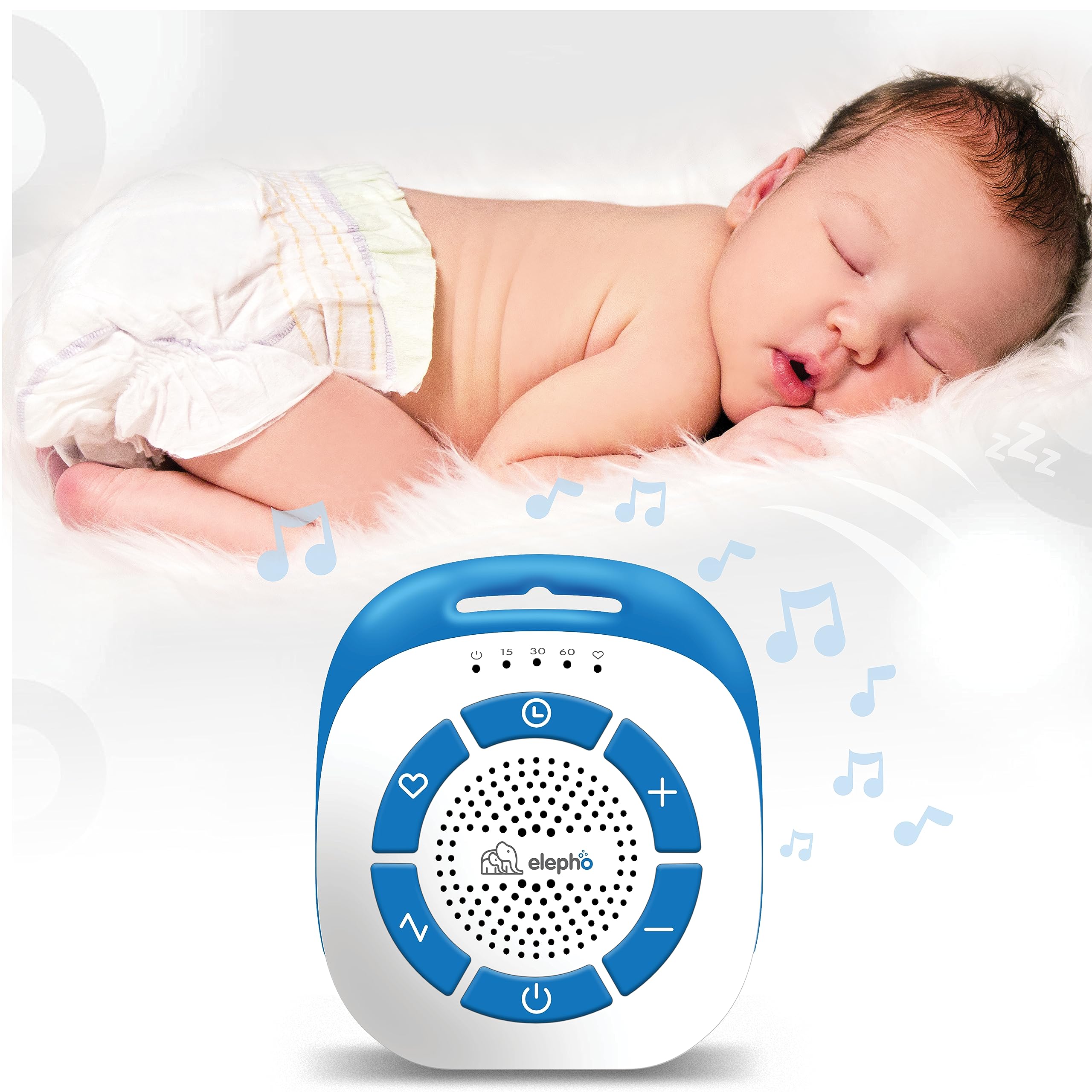 Elepho eSoother Portable Baby Sound Machine - soothes and Helps Your Baby Fall Asleep Faster and Stay Asleep Longer by Listening to Soothing Music, Mothers’ Heartbeat or White Noise.