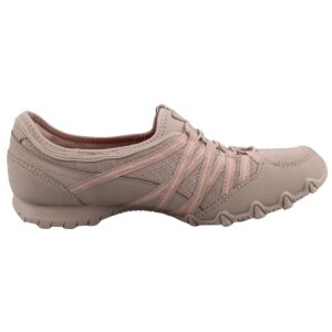 Skechers Women's Bikers LITE RELIVE, Taupe Mesh Duraleather Coral Trim, 7