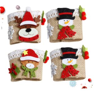 DOITOOL 12 Pcs Rustic Can Sleeves Nativity Decor Linen Cup Sleeve Snowman Cup Sleeve Drink Cups Sleeve Holiday Can Cover Coffee Cup Sleeve Decorative Cup Iced Coffee Cover Christmas Glass