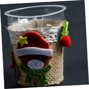 DOITOOL 12 Pcs Rustic Can Sleeves Nativity Decor Linen Cup Sleeve Snowman Cup Sleeve Drink Cups Sleeve Holiday Can Cover Coffee Cup Sleeve Decorative Cup Iced Coffee Cover Christmas Glass