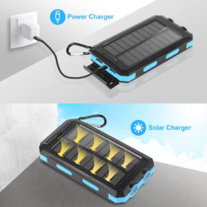 Annero Solar Charger, 38800mAh Power Bank, 15W Fast Charging Portable Phone Charger Waterproof External Battery Packs with Dual LED Flashlights, Compass for Outdoor Camping Travel