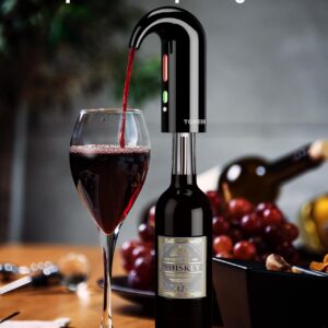 Electric Wine Decanter with One-Touch Pouring, Wine Aerator with Triple Aeration Functions, Red Light Indicator, and Magnetic Wake-Up - Perfect Wine Accessories Gift for Wine Lovers