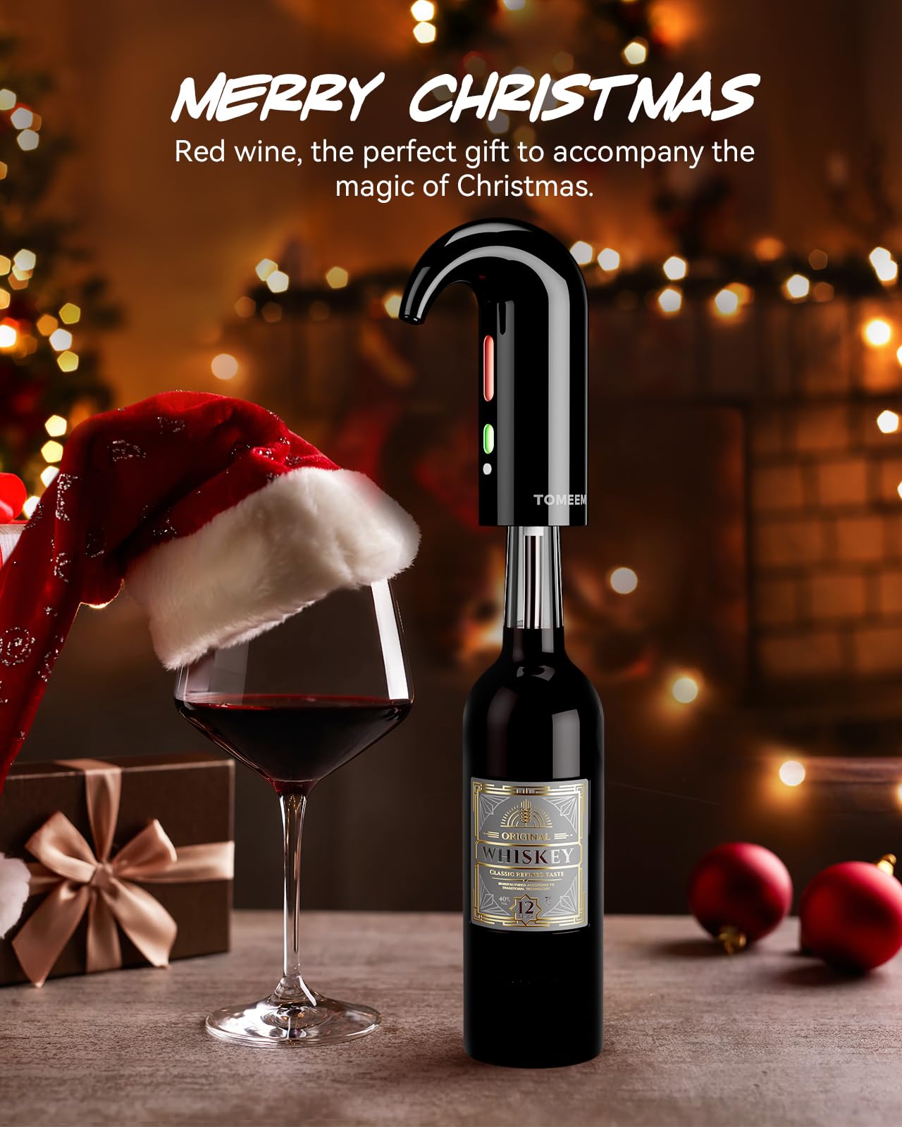 Electric Wine Decanter with One-Touch Pouring, Wine Aerator with Triple Aeration Functions, Red Light Indicator, and Magnetic Wake-Up - Perfect Wine Accessories Gift for Wine Lovers