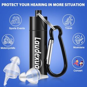 Laudexua High Fidelity Concert Ear Plugs, 2 Pairs Ear Protection Musician Earplugs for Concerts, Music Festival, Motorcycle, and Other Noise Reduction Events