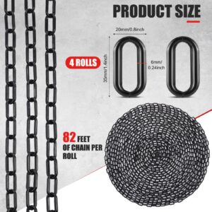 Sasylvia 328 Feet Safety Chain Barrier 4 Roll Black Plastic Chain Links Plastic Chain Fence, UV Protected, Weatherproof Safety Link for Crowd Control Parking Queue Line Halloween Decoration