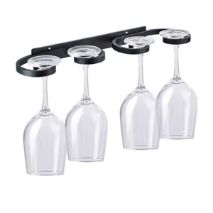 gelive 15 inch wall mounted stemware holder under cabinet wine glass rack glasses storage hanger organizer for bar kitchen aluminum alloy black