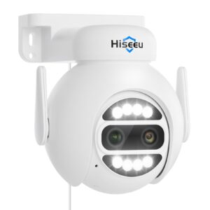 hiseeu 4mp security camera,10x zoom dual-lens security wireless camera, 2 ways audio/ ip65 waterproof,ptz outdoor surveillance camera compatible with alexa/wireless cameras system