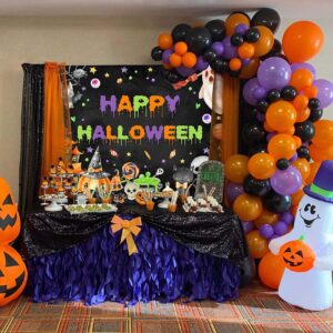 Avezano Happy Halloween Backdrop Spooky Ghost Party Banner for Kids Halloween Party Background Halloween Home Wall Decorations(7x5ft)