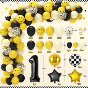 One Happy Dude Birthday Decorations - happy Face 1st Party Supplies, One Cool Dude 1st Birthday Balloons Arch Party Decor First Birthday Party Idea for Baby Boys and Girls