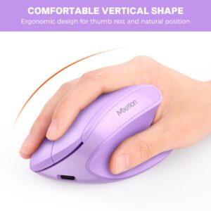 MEETION Ergonomic Wireless Keyboard and Mouse, Ergo Keyboard with Vertical Mouse, Split Keyboard Cushioned Wrist Palm Rest Natural Typing Rechargeable Full Size, Windows/Mac/Computer/Laptop,Purple