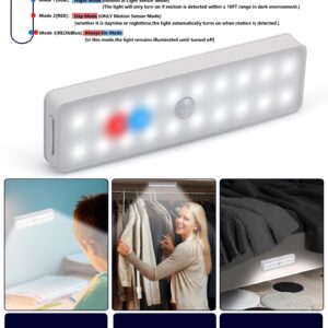 Under Cabinet Lighting 20 LED Closet Lights Motion Sensored,Wireless Under Counter Lights for Kitchen,USB Rechargeable Under-Counter Light Fixtures Magnetic Light Bar 880mAh 6Inch 9000K(4Pack)