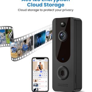 Aiwit Video Doorbell, Wireless Home Surveillance Camera Included Chime Ringer, AI Human Detection, Cloud Storage, 2-Way Audio, Night Vision, Battery Powered, Live View, Indoor/Outdoor Surveillance