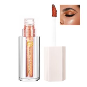 rosarden glitter liquid eyeshadow, glitter eyeshadow, face glitter, liquid eyeshadow,metallic eye shadow, long lasting, quick-drying, waterproof orange glittering eye shadow for women