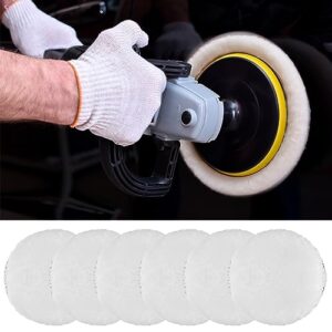 Wool Polishing Buffing Pads, 12 Pcs 3 Inch Car Polishing Buffing Wheel with Hook and Loop Back for Drill Buffer Attachment, Car Buffer Polisher Kit for Car Polishing, Waxing, & Compound Cutting