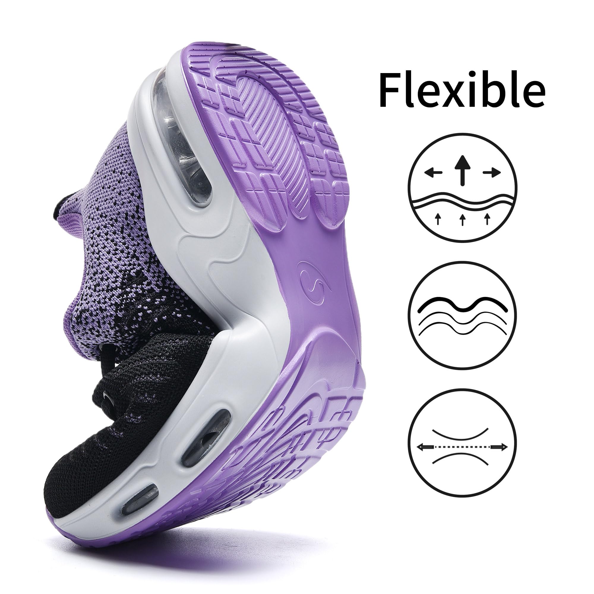 B BEASUR Air Shoes for Women Athletic Sports Workout Gym Tennis Running Sneakers - Purple2 - Size 8.5