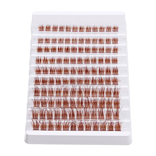 outopen Brown Lashes Clusters 140Pcs Natural Look False Eyelashes Extensions D Curl Wispy Cat Eye Lashes Individuals DIY Lash Extensions at Home (Z01)