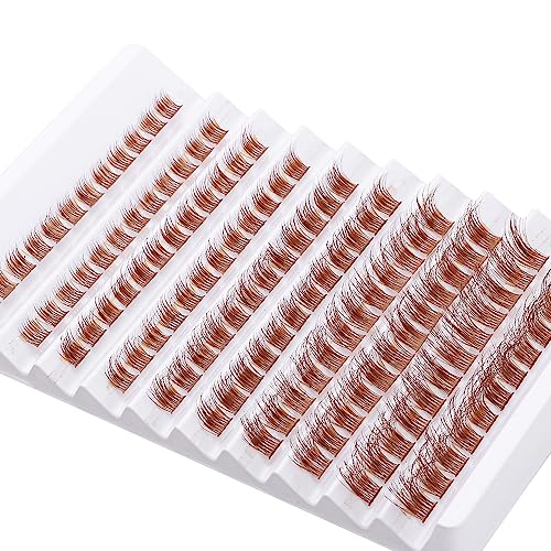 outopen Brown Lashes Clusters 140Pcs Natural Look False Eyelashes Extensions D Curl Wispy Cat Eye Lashes Individuals DIY Lash Extensions at Home (Z01)