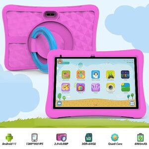 Kids Tablet 10 inch Toddler Tablet Android Tablet for Kids 3GB RAM 64GB ROM Tablets 10.1" IPS Touch Screen 1280x800, Iwawa & Parent Control kid Tablet WiFi Dual Camera, 6000mAh Battery Shockproof Case