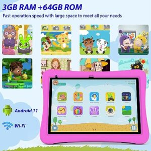 Kids Tablet 10 inch Toddler Tablet Android Tablet for Kids 3GB RAM 64GB ROM Tablets 10.1" IPS Touch Screen 1280x800, Iwawa & Parent Control kid Tablet WiFi Dual Camera, 6000mAh Battery Shockproof Case